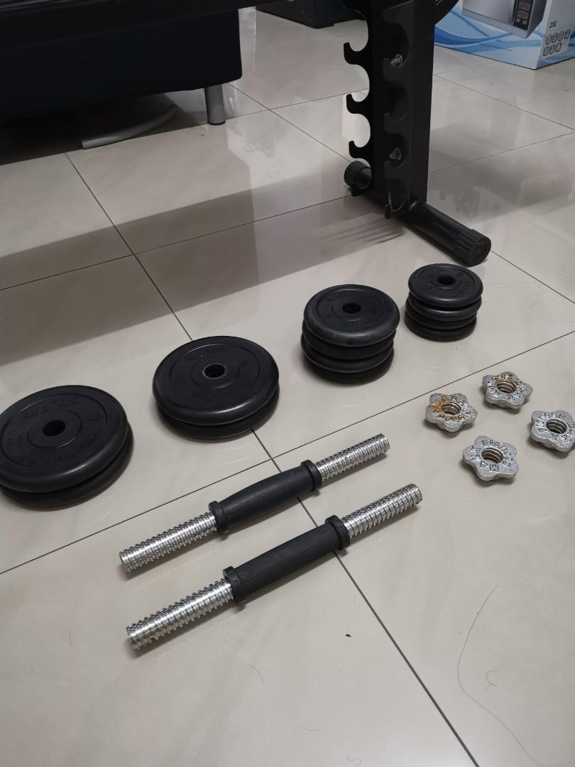 Heavy Duty Adjustable Workout Bench with Weight Bells, Sports Equipment ...