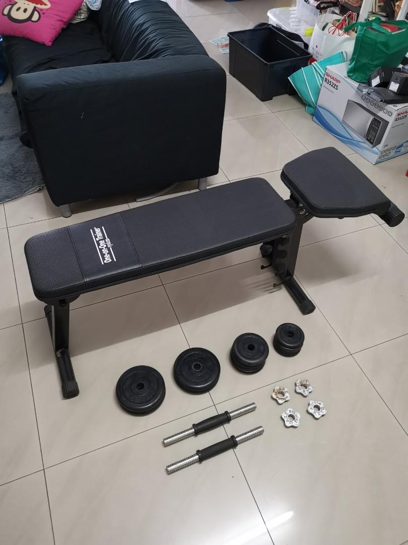 Heavy Duty Adjustable Workout Bench with Weight Bells, Sports Equipment ...