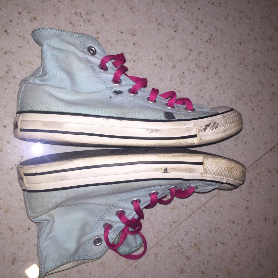 Sky Blue Converse Chuck Taylors Hi Cut, Women's Fashion, Footwear ...