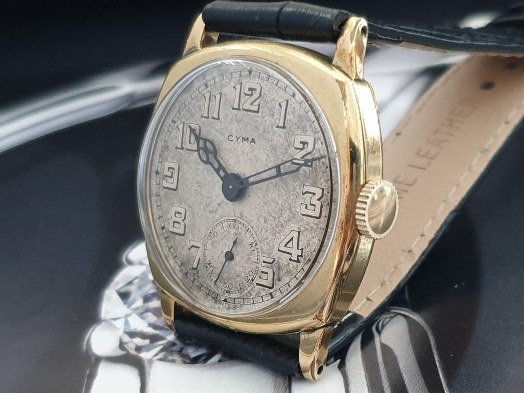 super rare cushion swiss 1920s vintage cyma military Manual wind ...