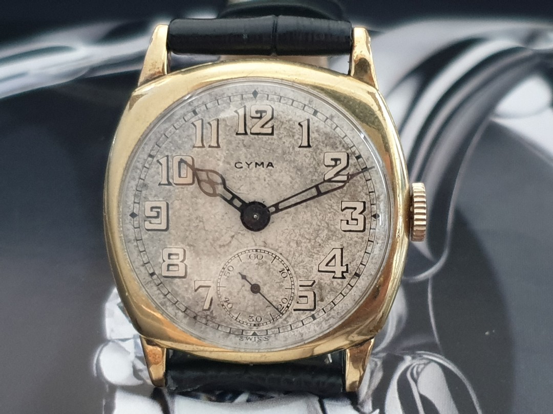 super rare cushion swiss 1920s vintage cyma military Manual wind ...