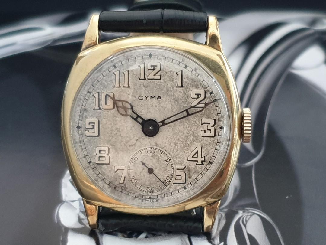 super rare cushion swiss 1920s vintage cyma military Manual wind ...