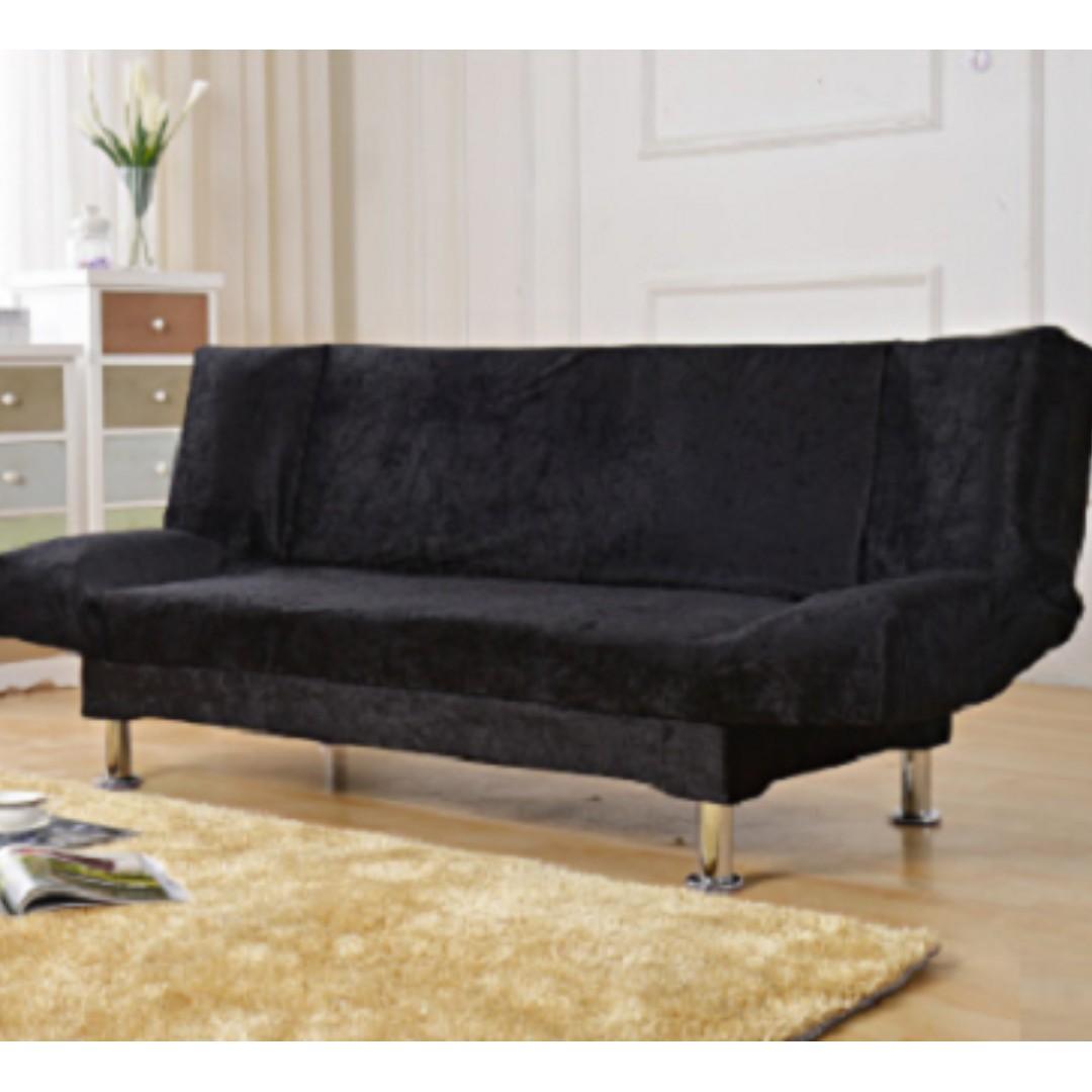 Black sofa double seater 2 seat bed house chair hitam 1, Furniture ...