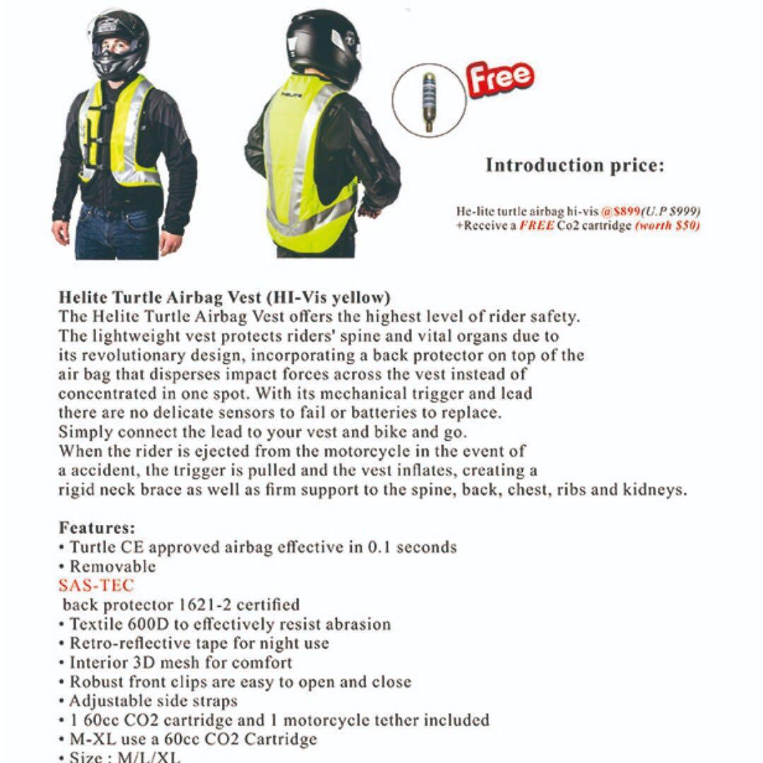 Helite Turtle Airbag Vest Hi-vis Motorcycle Driver Protected Jacket ...
