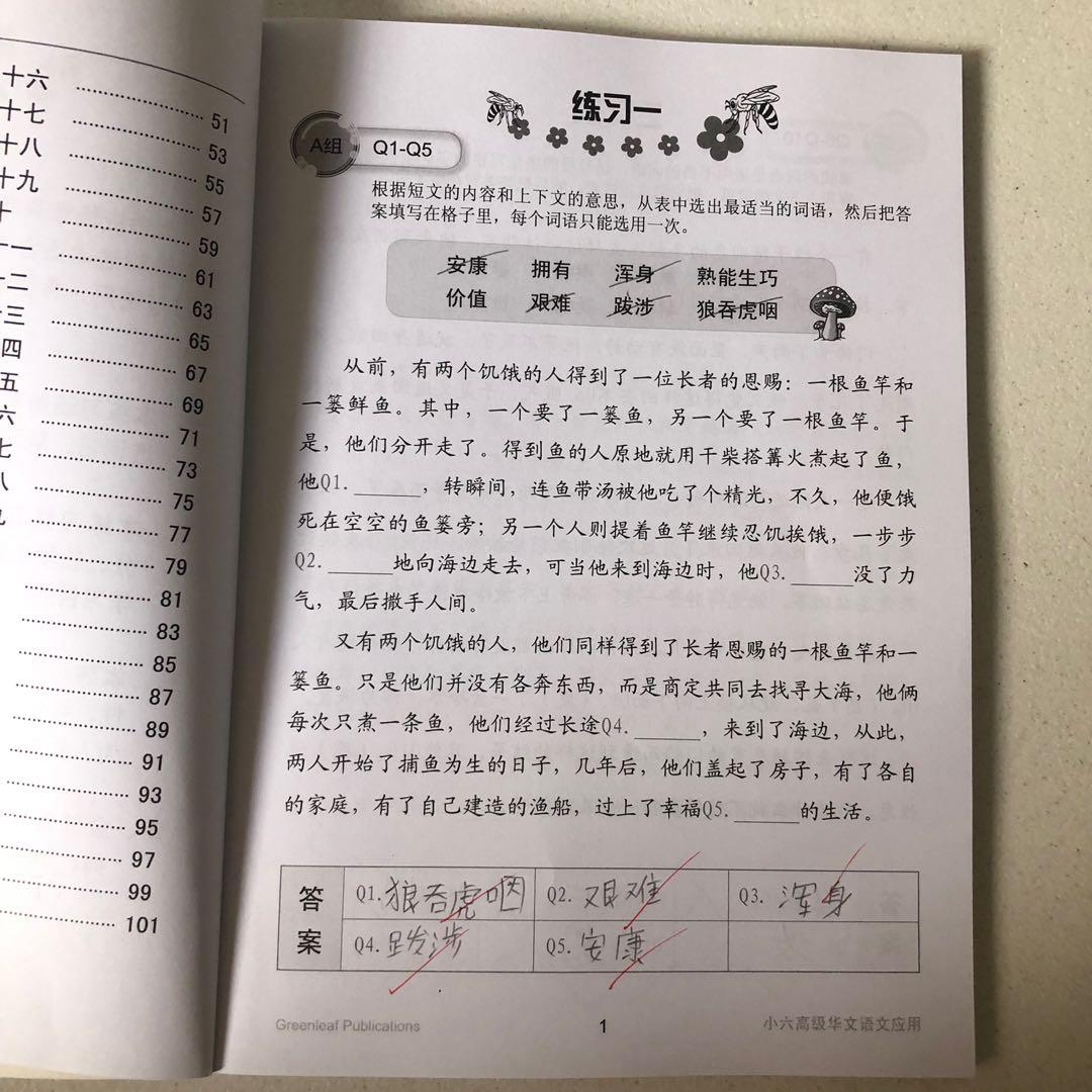 Higher Chinese Cloze Passage for Primary 6, Hobbies & Toys, Books ...