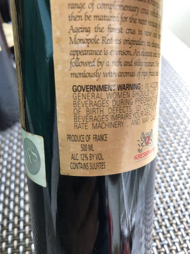 Kressmann Monopole Red Wine x2, Food & Drinks, Alcoholic Beverages on ...