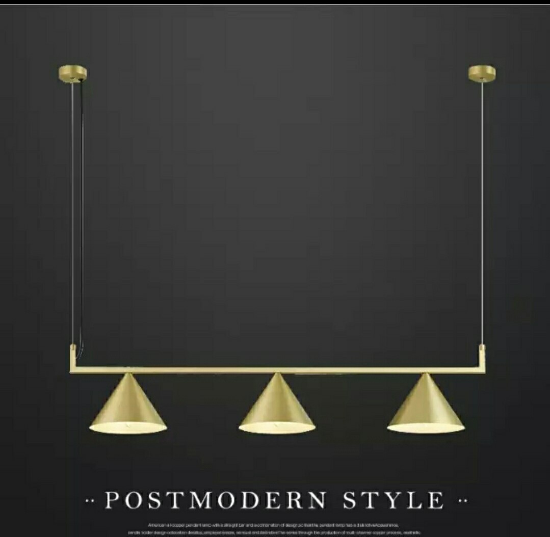 SKU:1306-Matte gold 3 triangle pendant light, Furniture & Home Living ...