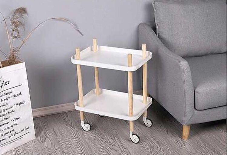Scandinavian movable trolley side table tray with wheels, Furniture ...
