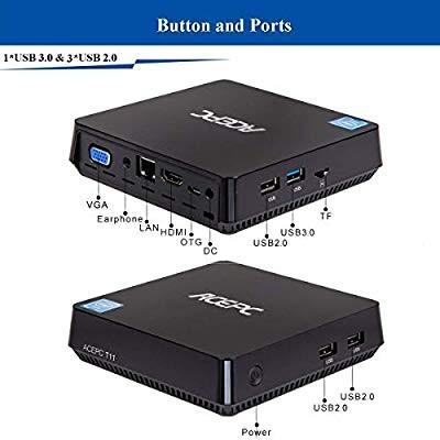 ACEPC T11 Mini PC,Intel Cherry Trail Fanless Mini Computer Windows 10 ...