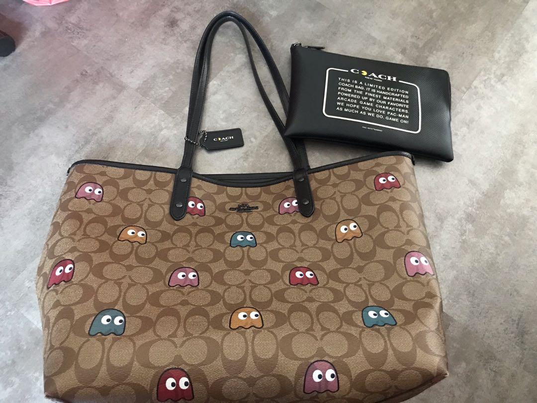 Limited edition coach pac man tote bag, Women's Fashion, Bags & Wallets ...