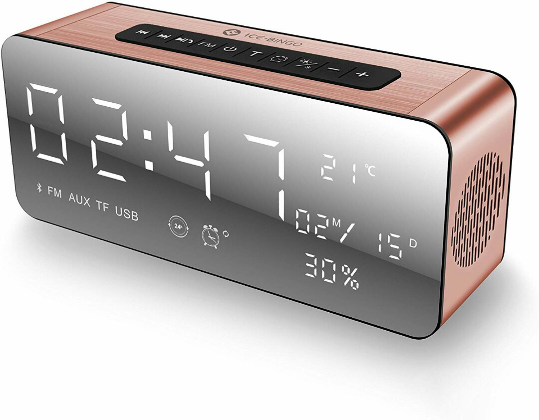 (M306) ICE-BINGO Bluetooth Speaker Alarm Clock Radio with Hd Sound and ...