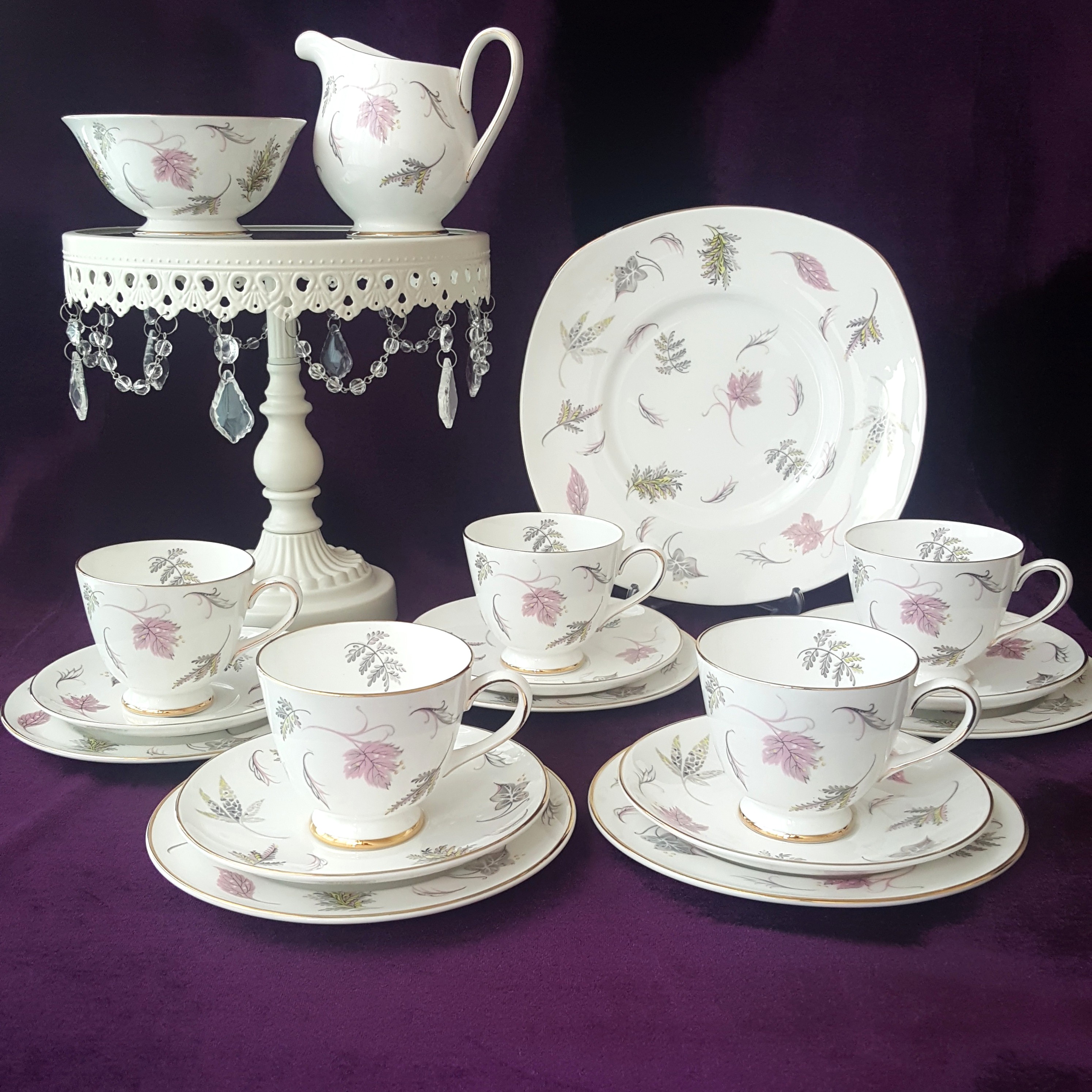 1950s Tuscan Windswept Vintage Tea Set, Fine Bone China, Made in ...