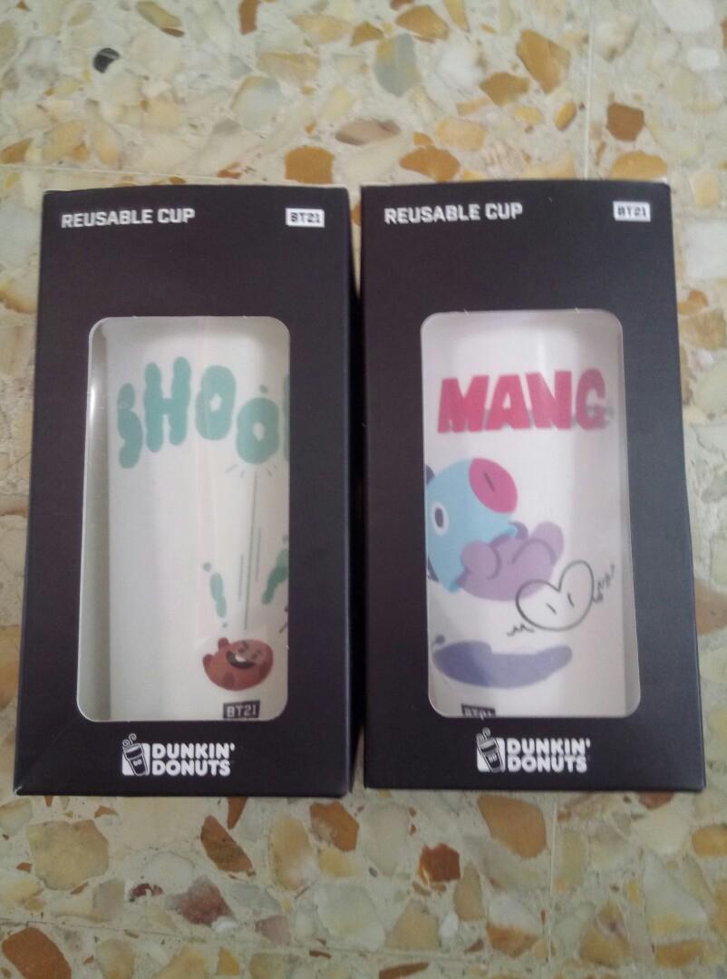 Bt21 X Dunkin Donuts reusable cups, Hobbies & Toys, Memorabilia & Collectibles, Fan Merchandise ...