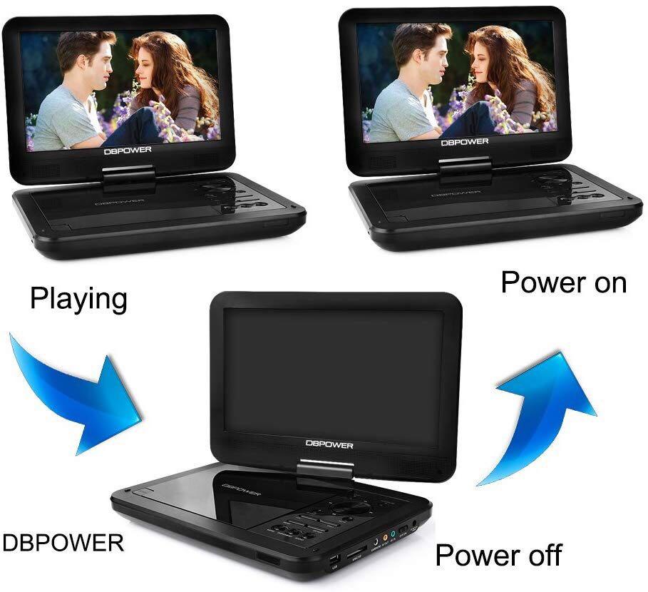 DBPOWER 10.5" Portable DVD Player with Rechargeable Battery, Swivel ...