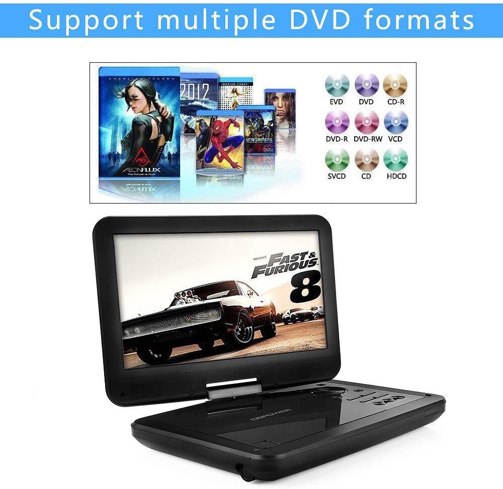 DBPOWER 10.5" Portable DVD Player with Rechargeable Battery, Swivel ...