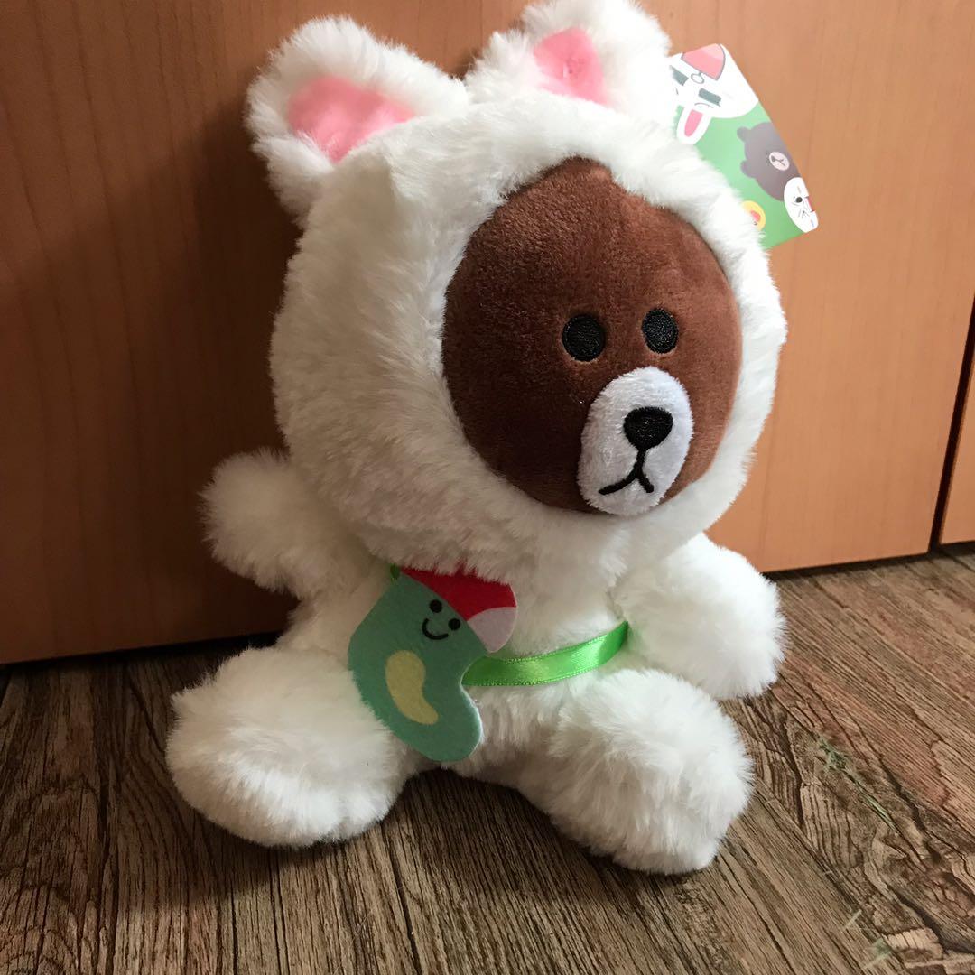 LINE FRIENDS BROWN IN CONY FUR SUIT WITH LEONARD SLING BAG PLUSHIE SOFT ...