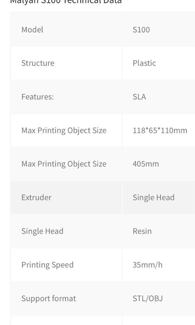 Malyan S100 3D printer 光固化打印機 2K LCD , 其他, 其他 - Carousell
