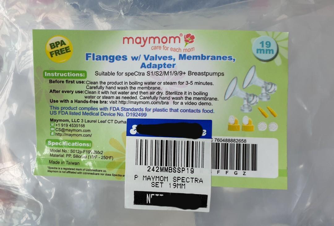 Maymom flanges (19mm) with values, membranes, adapter, Babies & Kids ...