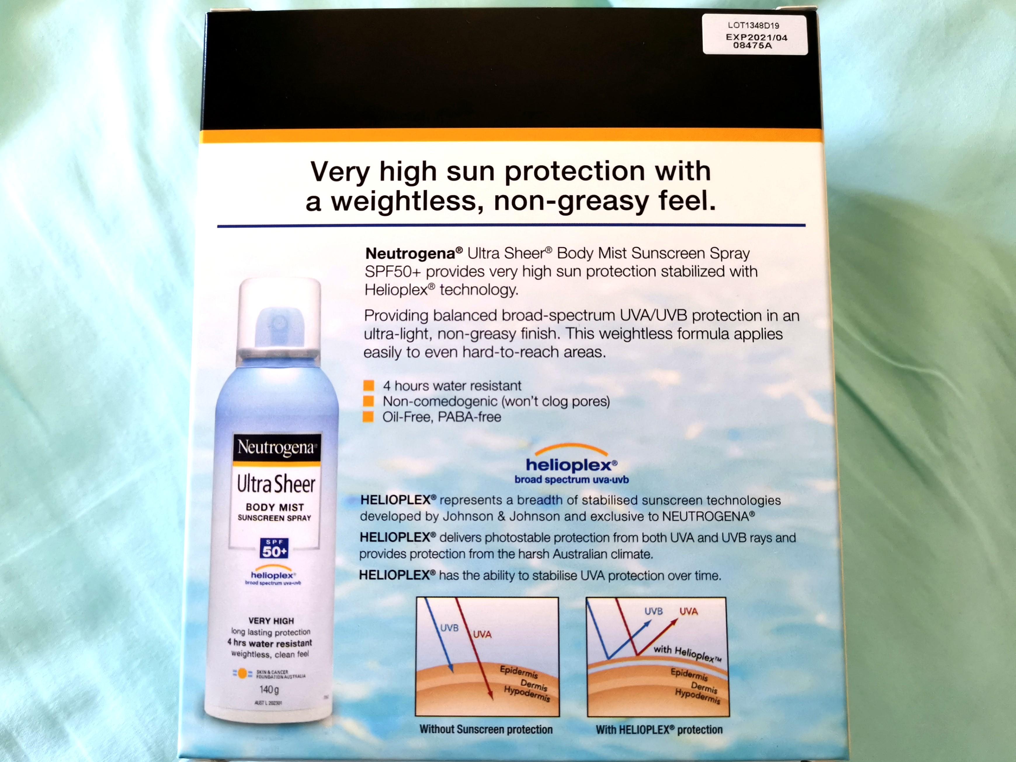 Neutrogena Sunscreen Spray - Ultra Sheer Body Mist, Beauty & Personal ...