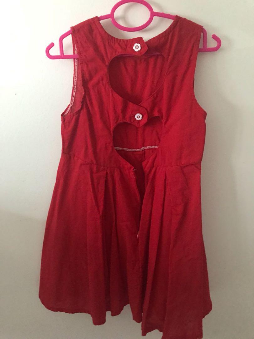 Red Dress with Open Back Heart, Babies & Kids, Babies & Kids Fashion on ...