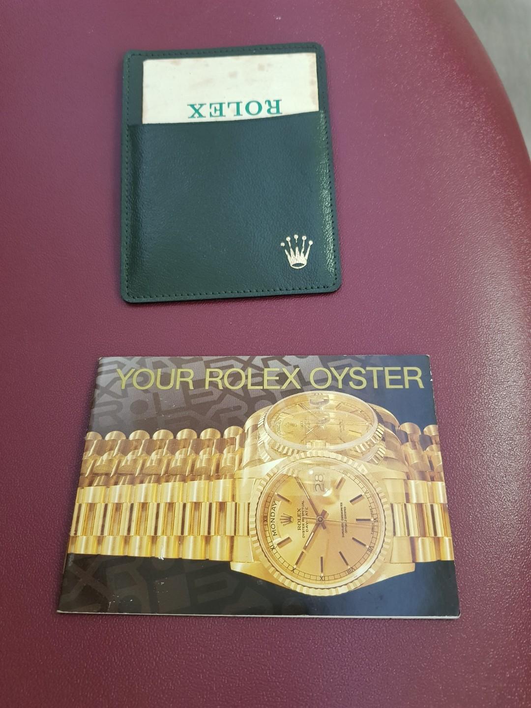 Rolex oyster booklet/ green card holder and cert, Women's Fashion ...