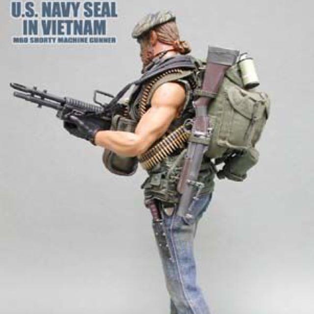 1/6 scale Hot Toys US Navy Seal in Vietnam M60 Shorty Machine Gunner ...
