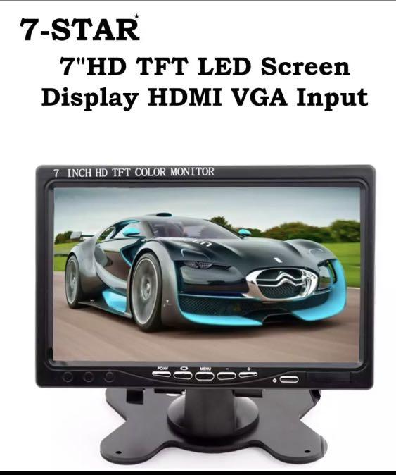 7 inch Monitor HDMI-VGA-AV-RCA-BNC-SPEAKER-REMOTE-BRACKET STAND for Car ...