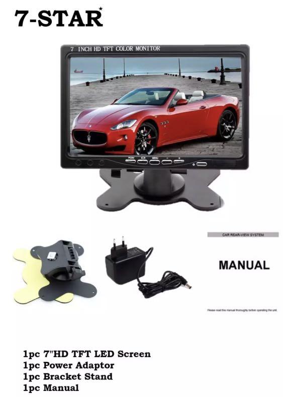 7 inch Monitor HDMI-VGA-AV-RCA-BNC-SPEAKER-REMOTE-BRACKET STAND for Car ...