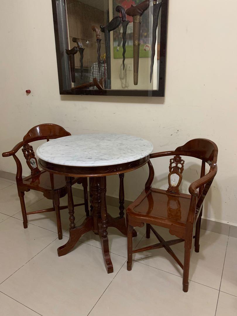 Kopitiam marble table, Furniture & Home Living, Furniture, Tables ...