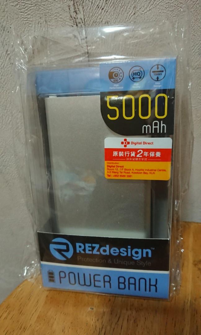 REZdesign 5000mAh power bank, 手提電話, 電話＆平板電腦配件, 電池及充電器 - Carousell