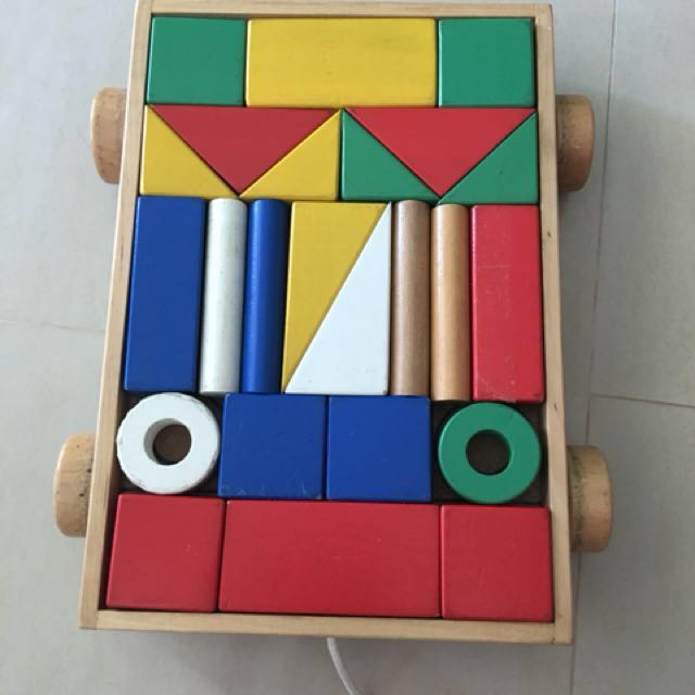 Wooden Blocks on wagon, Hobbies & Toys, Toys & Games on Carousell
