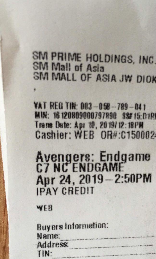 Avengers: Endgame movie ticket, Tickets & Vouchers, Event Tickets on ...