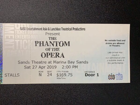 Ticket - Phantom of the Opera, Tickets & Vouchers, Event Tickets on ...