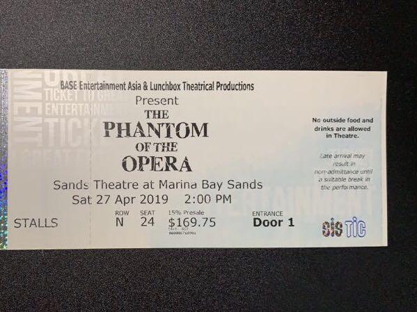 Ticket - Phantom of the Opera, Tickets & Vouchers, Event Tickets on ...