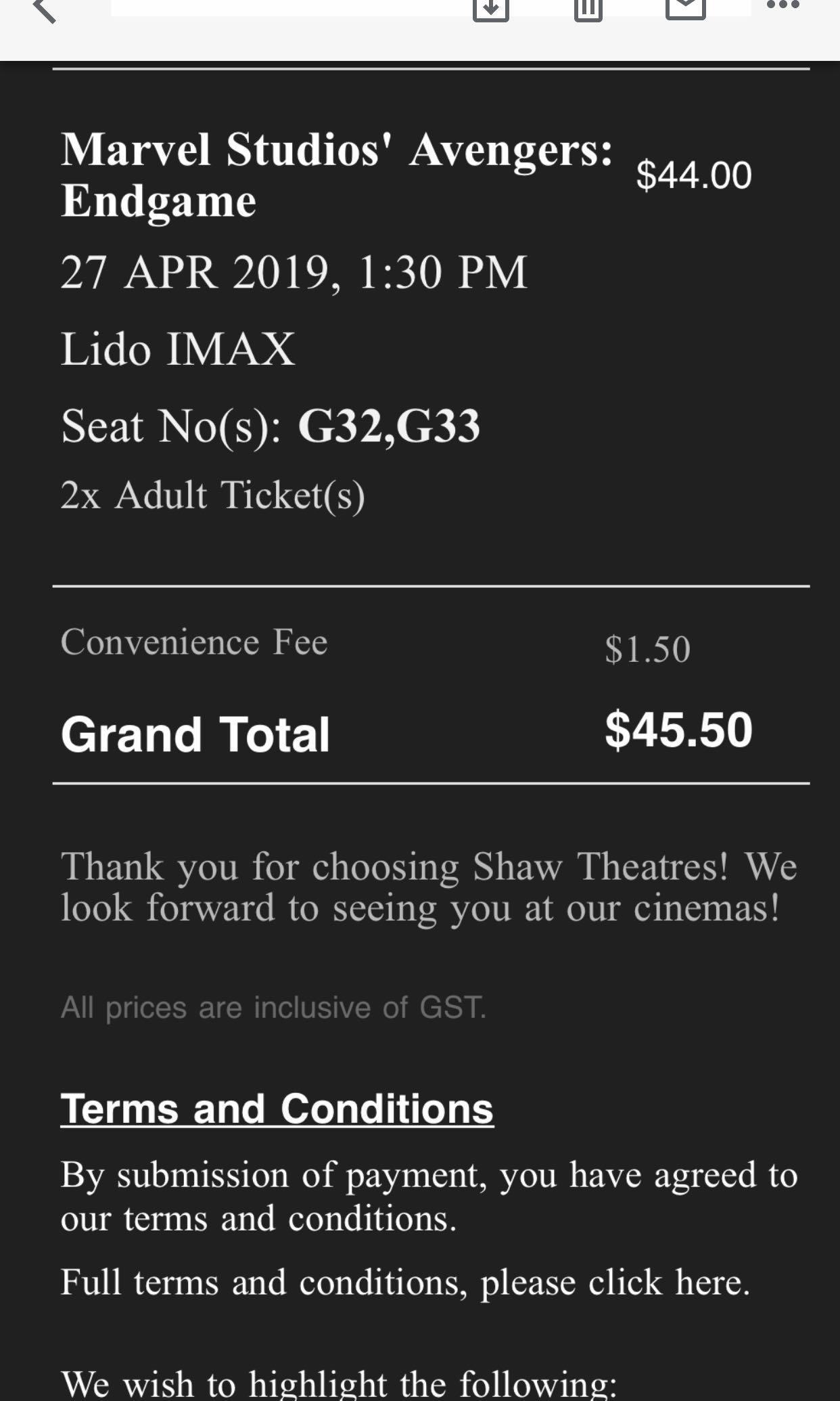 Avengers Endgame IMAX Tickets, Tickets & Vouchers, Event Tickets on ...