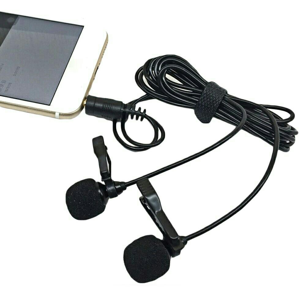 Double-Head Clip-On Collar Tie Mobile Phone Lavalier Microphone For IOS ...