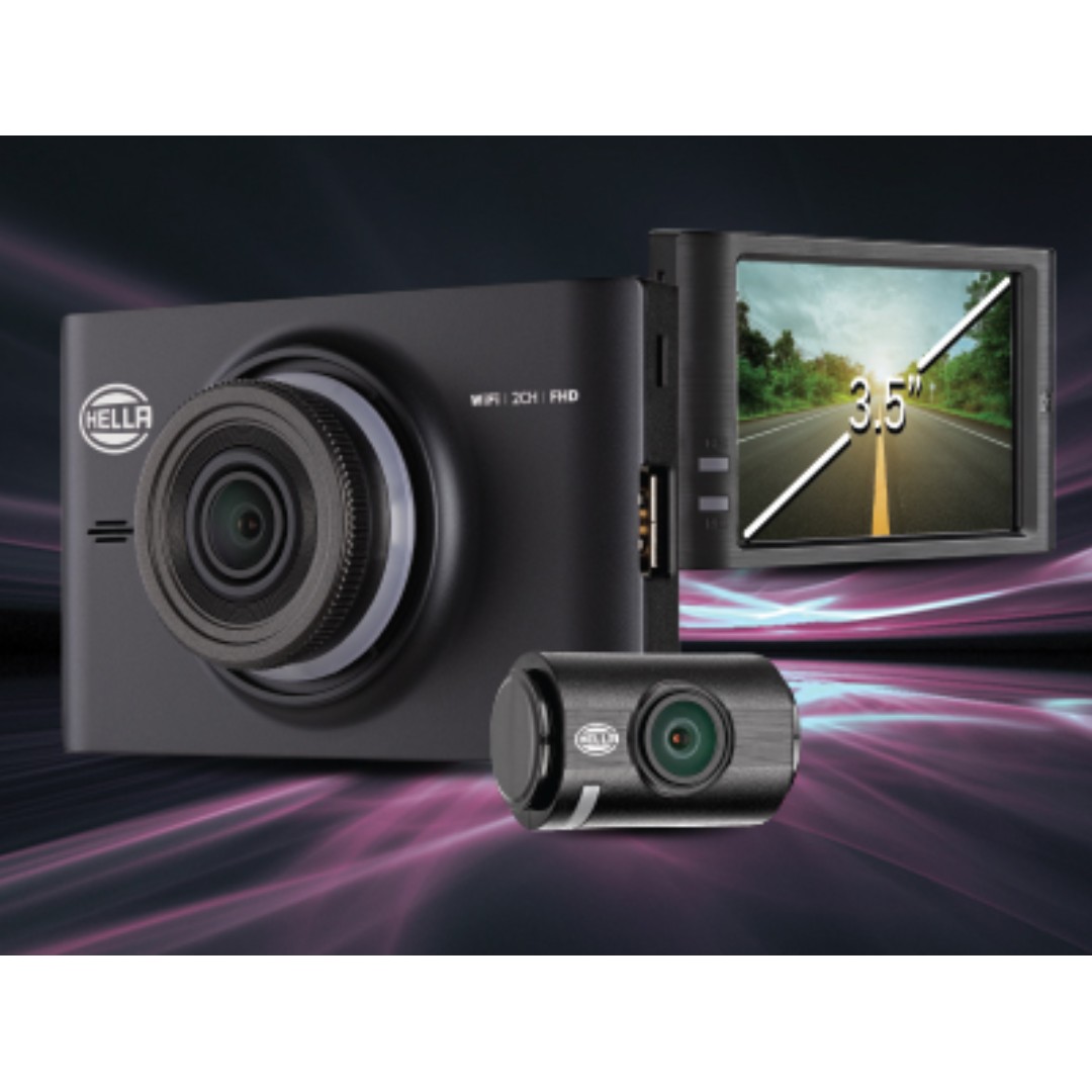 Hella DR760 Front & Rear Full HD 2CH Driving Video Recorder with LCD Touch Screen, Car ...