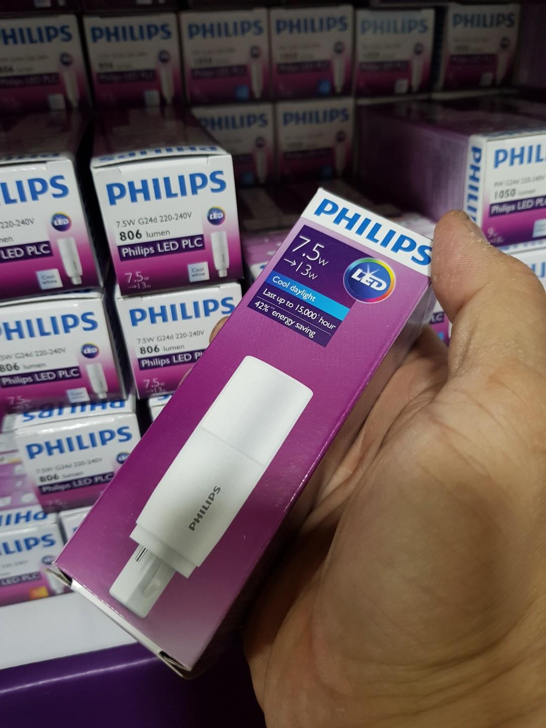 [Philips] LED PLC 7.5w bulb for downlight, Furniture & Home Living ...