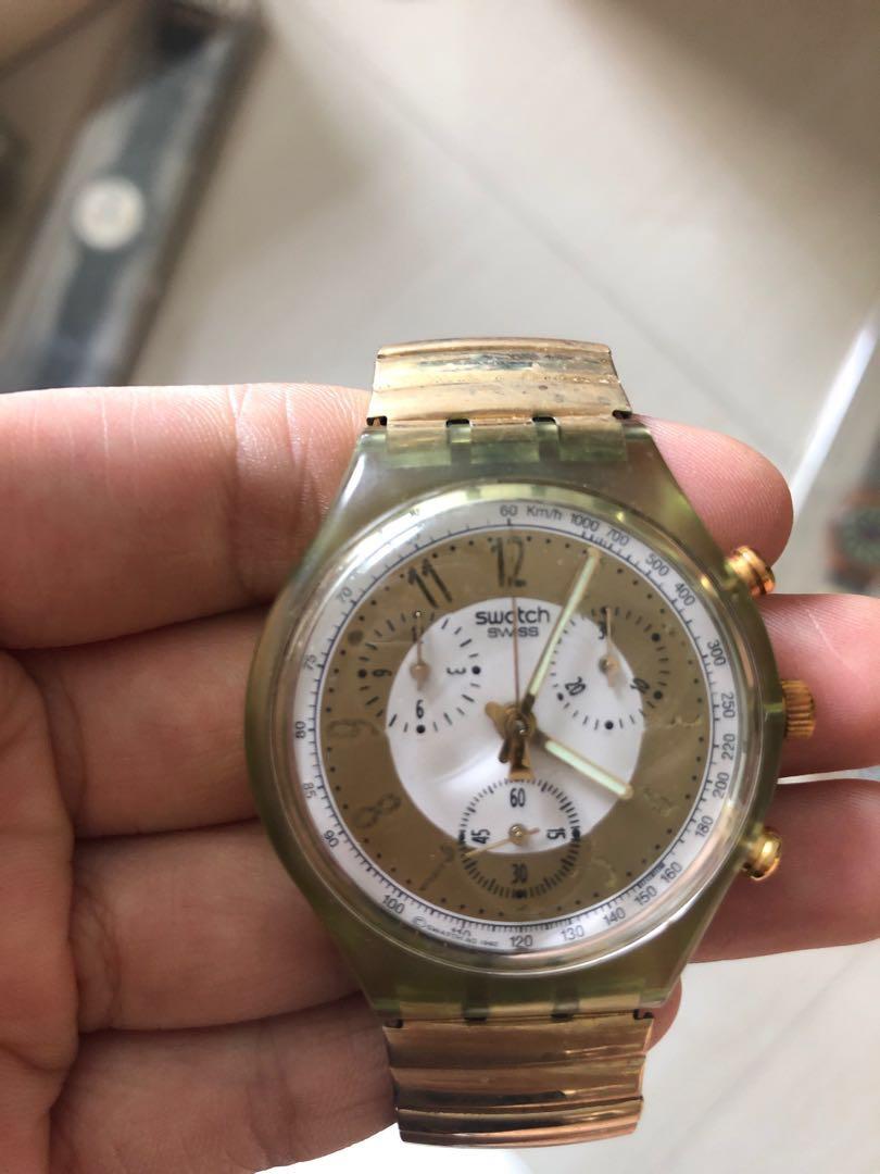Swatch Watch stopwatch 312 golden globe chrono scg100 scg101 1993 ...