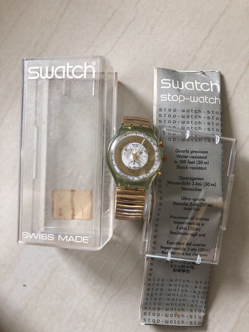 Swatch Watch stopwatch 312 golden globe chrono scg100 scg101 1993 ...