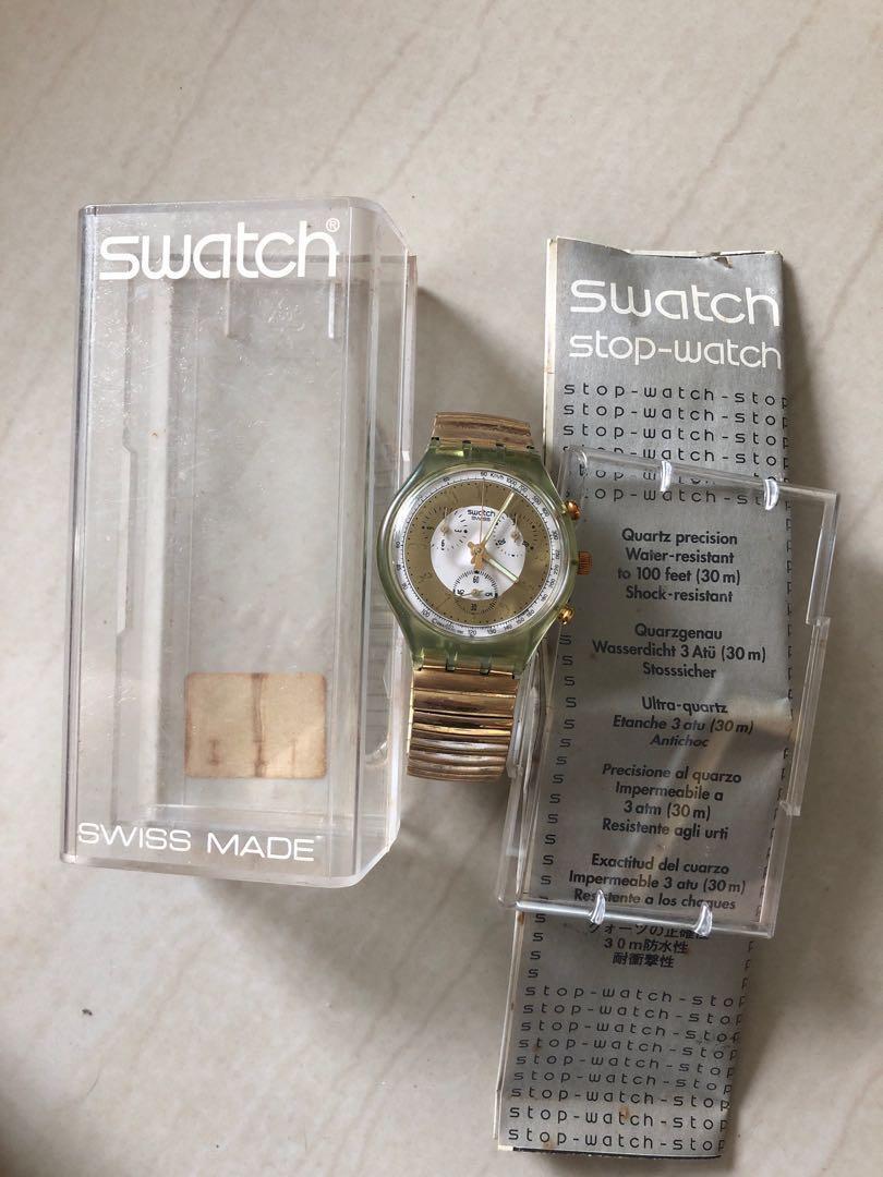 Swatch Watch stopwatch 312 golden globe chrono scg100 scg101 1993 ...