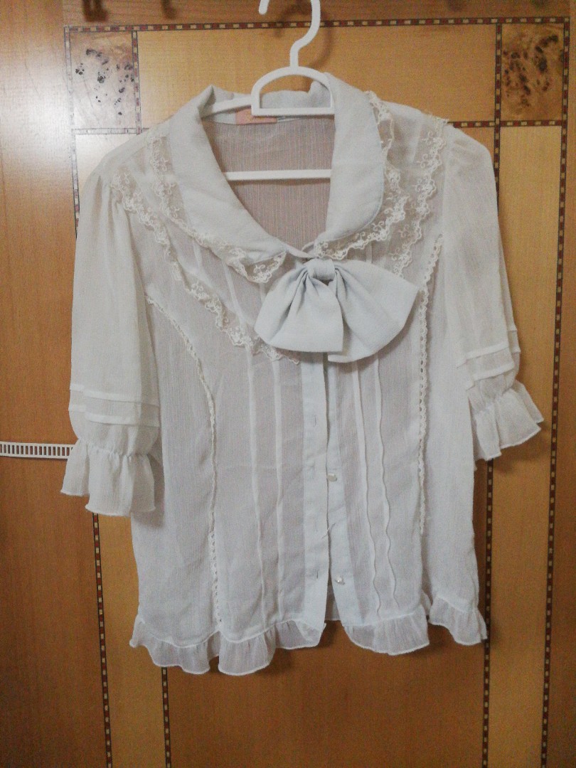 Translucent ruffle lolita blouse(cosplay), Women's Fashion, Tops ...