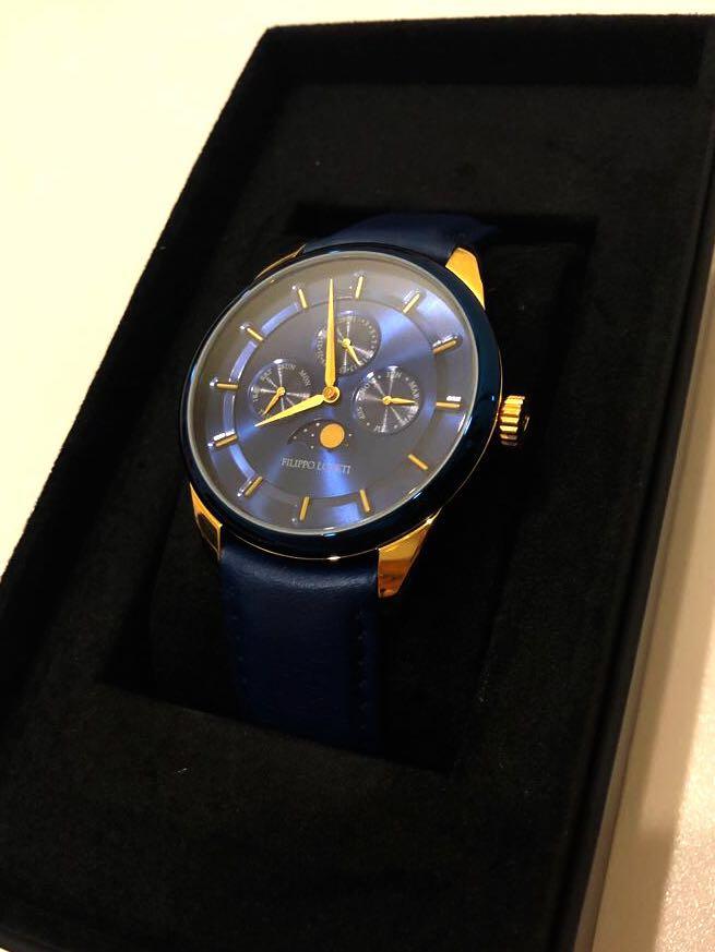 Filippo Loreti Moonphase Blue Gold Quartz, Men's Fashion, Watches ...