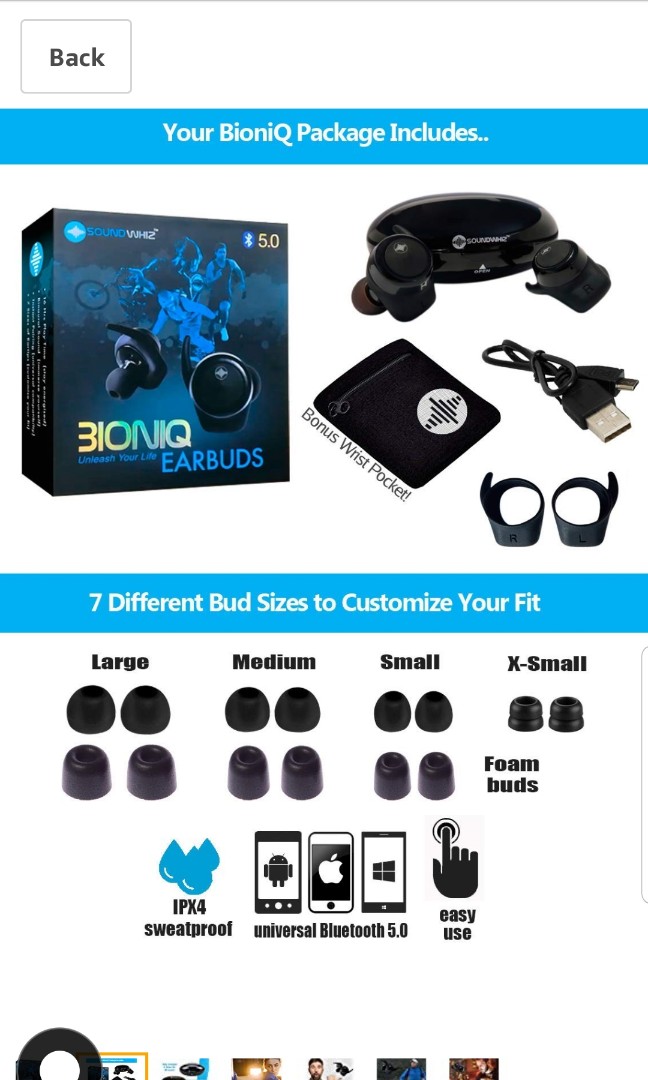 soundwhiz bioniq Bluetooth Earbuds, Audio, Earphones on Carousell