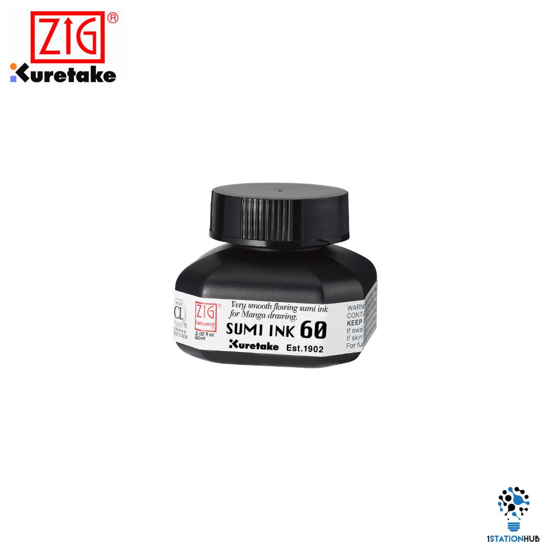 ZIG Kuretake Cartoonist Sumi Black Ink 60ml [KU-ZCNCE103-6], Hobbies & Toys, Stationery & Craft ...