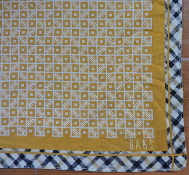 Authentic Preloved DAKS Yellow Logo Printed Handkerchief, Fesyen Wanita ...