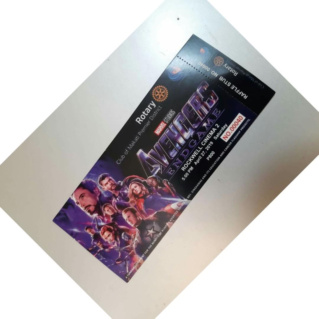 Marvel Avengers ENDGAME Ticket + Unli-Pop Corn + Raffle Stub, Tickets ...