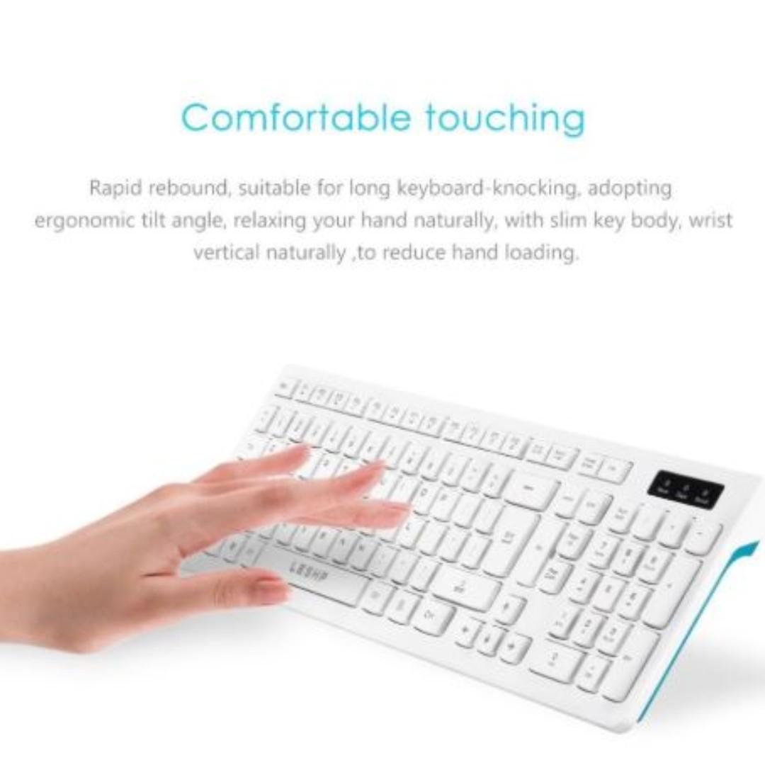 LESHP USB PC Keyboard Desktop Ergonomic Keyboard with Soft Touch Keys ...