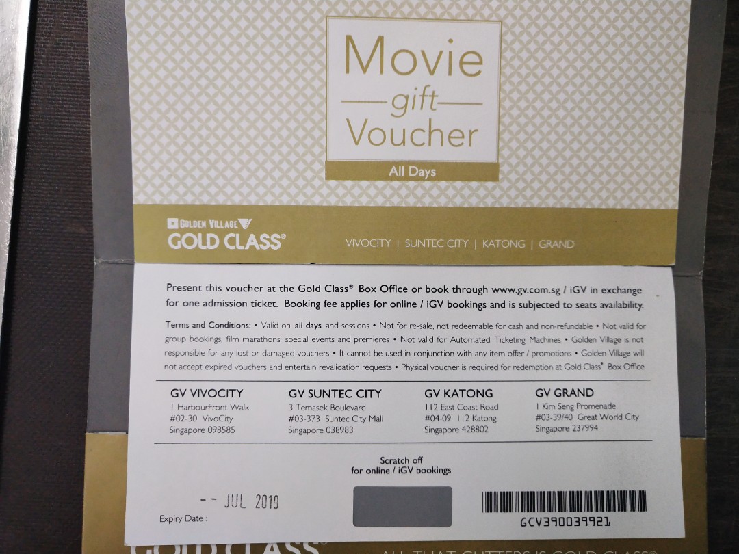 Movie gift voucher, Tickets & Vouchers, Vouchers on Carousell