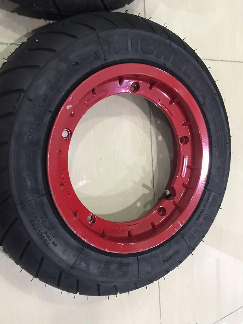 Rim Vespa + Tayar Tubeless Michelin, Motorbikes on Carousell